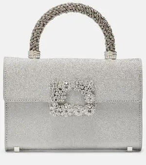 ROGER VIVIER Jewel Efflorescence Mini Glitter Tote - Silver