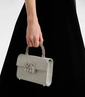 ROGER VIVIER Jewel Efflorescence Mini Glitter Tote - Silver