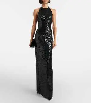 Roberto Cavalli Sequined Halterneck Gown
