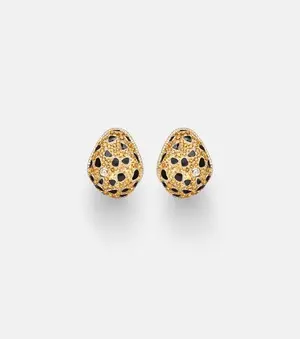 Yvonne Léon Lynx 9kt Earrings With Citrines, Enamel, And Diamonds - Gold