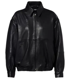 Nour Hammour Doran Oversized Leather Blouson Jacket - Black