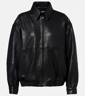 Nour Hammour Doran Oversized Leather Blouson Jacket