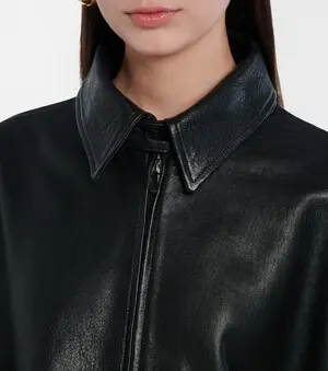 Nour Hammour Doran Oversized Leather Blouson Jacket