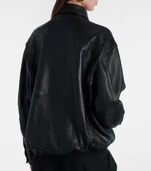 Nour Hammour Doran Oversized Leather Blouson Jacket