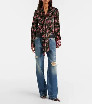 Dolce & Gabbana Lollo 60 Floral Leather Slingback Pumps
