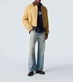 Acne Studios Leather-trimmed Cotton-satin Blouson Jacket - Beige