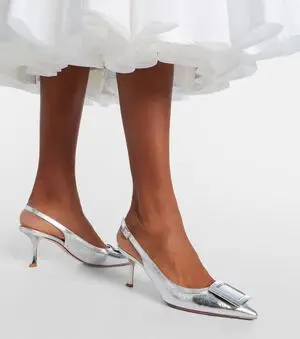 ROGER VIVIER Viv' In The City 65 Slingback Pumps - Silver