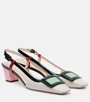 ROGER VIVIER Belle Vivier 45 Leather Slingback Pumps - White