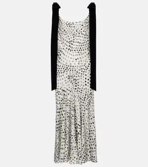 Nina Ricci Polka-dot Satin Midi Dress - White