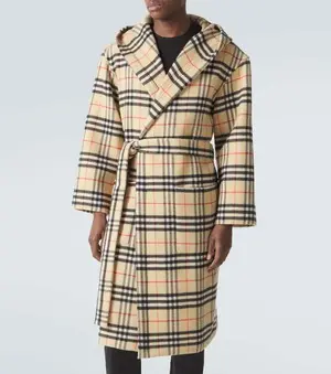 Burberry Check Wool And Cashmere Robe
