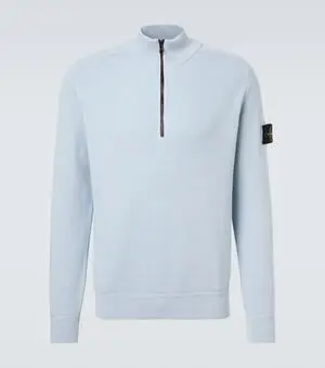 Stone Island Compass Cotton Half-zip Sweater - Blue