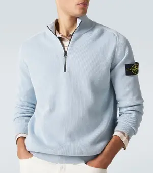 Stone Island Compass Cotton Half-zip Sweater - Blue