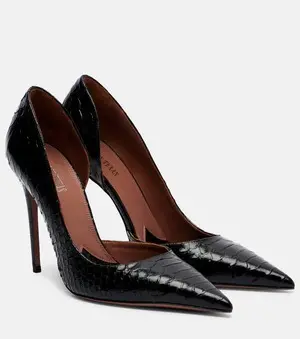 Ostrich Embossed Leather Pumps