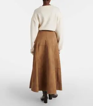 Altuzarra Varda Suede Midi Skirt - Brown