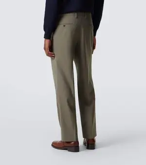 Prada Wool And Cotton Straight Pants - Green