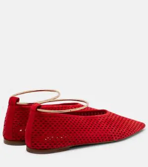 JIL SANDER Perforated Suede Ballet Flats - Red