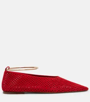 JIL SANDER Perforated Suede Ballet Flats - Red