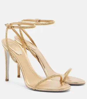 Rene Caovilla Gold Tone Sandals For Women
