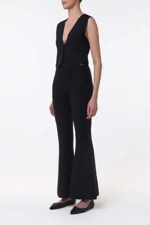 Gabriela Hearst Ayala Cropped Flare Knit Pant In Merino Wool Cashmere - Black