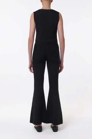 Gabriela Hearst Ayala Cropped Flare Knit Pant In Merino Wool Cashmere - Black