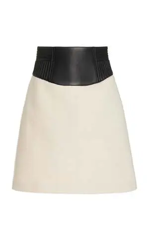 Ivory Leather Mini Skirts