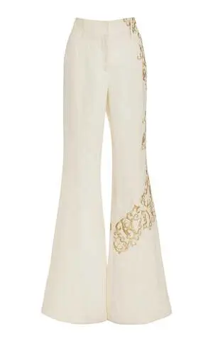 Embroidered Linen Pants
