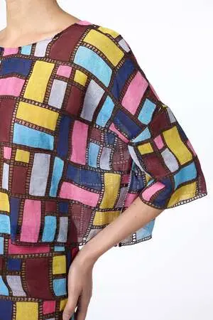Gabriela Hearst Tatia Patchwork Embroidered Cropped Top