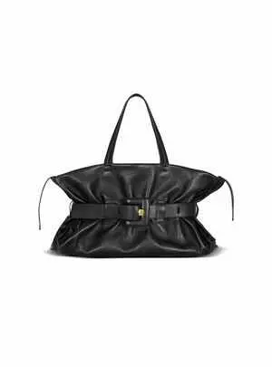 Balmain Large Calfskin Anthem Zip Bag - Black