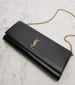 Saint Laurent Kate Leather Clutch - Black