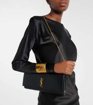 Saint Laurent Kate Leather Clutch - Black