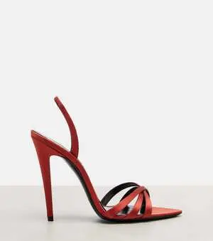 Saint Laurent Kate Crepe Satin Slingback Sandals