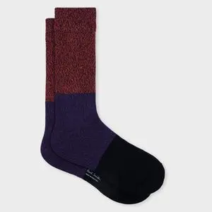 Paul Smith Block Stripe Twisted Yarn Crew Socks - Blue