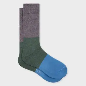 Paul Smith Light Block Stripe Twisted Yarn Socks - Blue