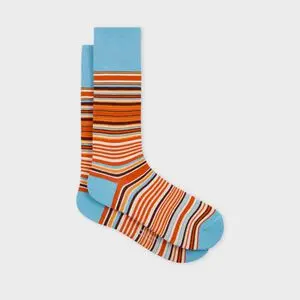Paul Smith Striped Cotton-blend Socks - Blue
