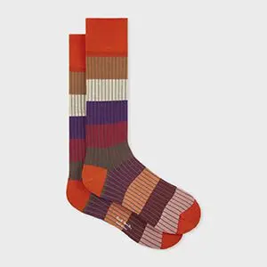 Paul Smith Ribbed Color Block Socks - Red