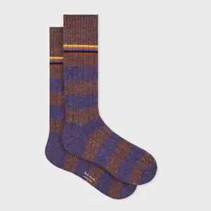 Paul Smith Cotton-silk Blend 'signature Stripe' Socks - Red