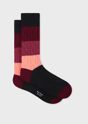 Paul Smith Cable Knit Block Stripe Socks