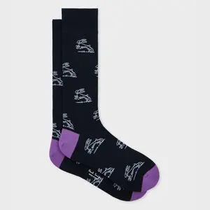 Paul Smith Rabbit Print Crew Socks - Blue