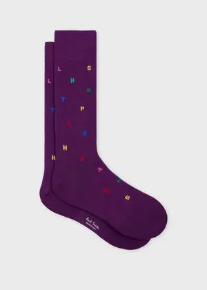 Paul Smith Logo Letter Socks - Purple