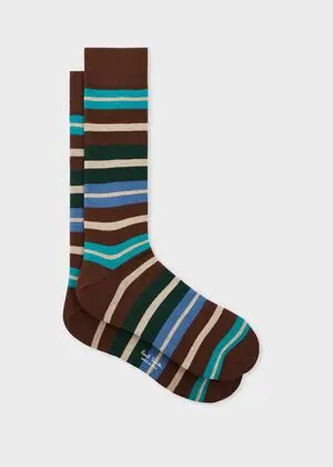Paul Smith Multistripe Socks - Brown