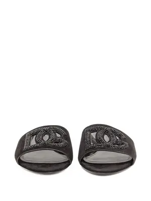 Dolce & Gabbana Dg Logo Leather Sandals - Black