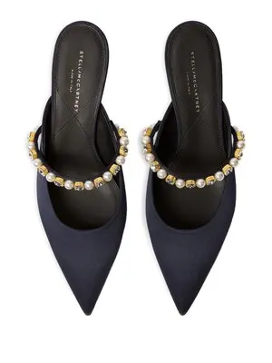 Stella McCartney Elsa Pearl And Crystal Mules - Blue