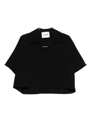 JIL SANDER Cropped Polo Shirt - Black