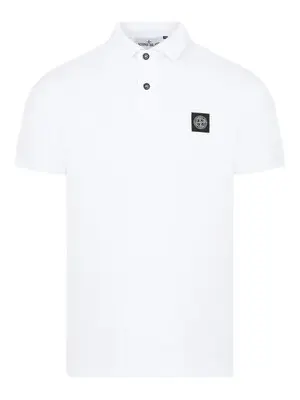 Stone Island Logo Cotton Polo Shirt - White