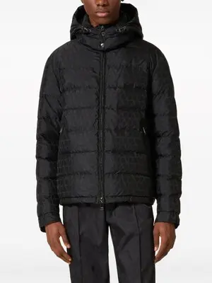 Valentino Garavani Down Jacket With All-over Logo - Blue