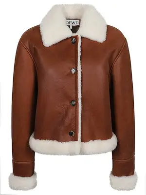 Loewe Shearling Leather Jacket - Brown