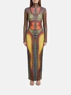 JEAN PAUL GAULTIER Long Sleeve Printed Maxi Dress - Multicolor