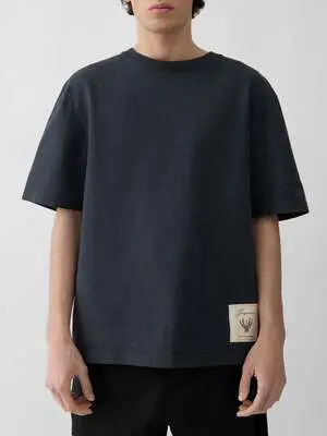 Jacquemus Relaxed Fit Cotton T-shirt With Contrast Logo And Dropped Shoulders - Navy