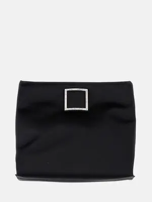 ROGER VIVIER Embellished Clutch With Silver Tone Hardware - Black