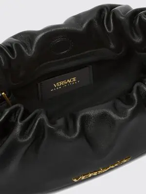 Versace Leather Clutch With Medusa Detail - Black